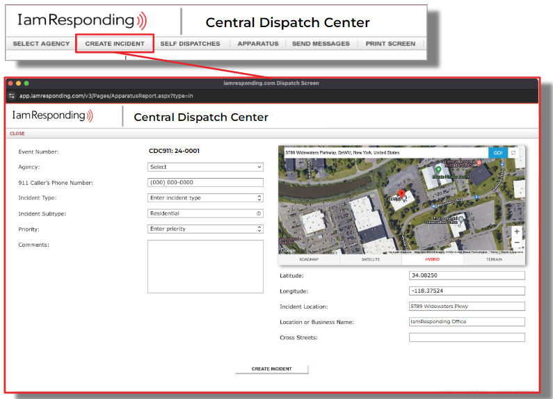 Self Dispatching / Create an Incident - Dispatch Portal – IamResponding